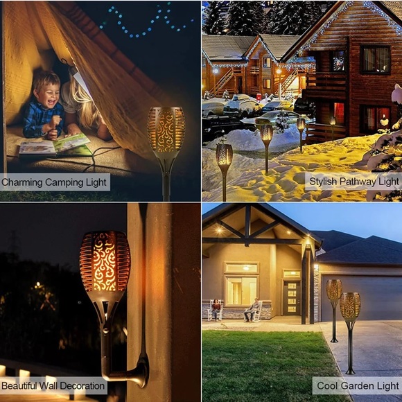 Outdoor Solar Outlet | Holiday | Solar Led Lawn Flame Flickering Torch ...